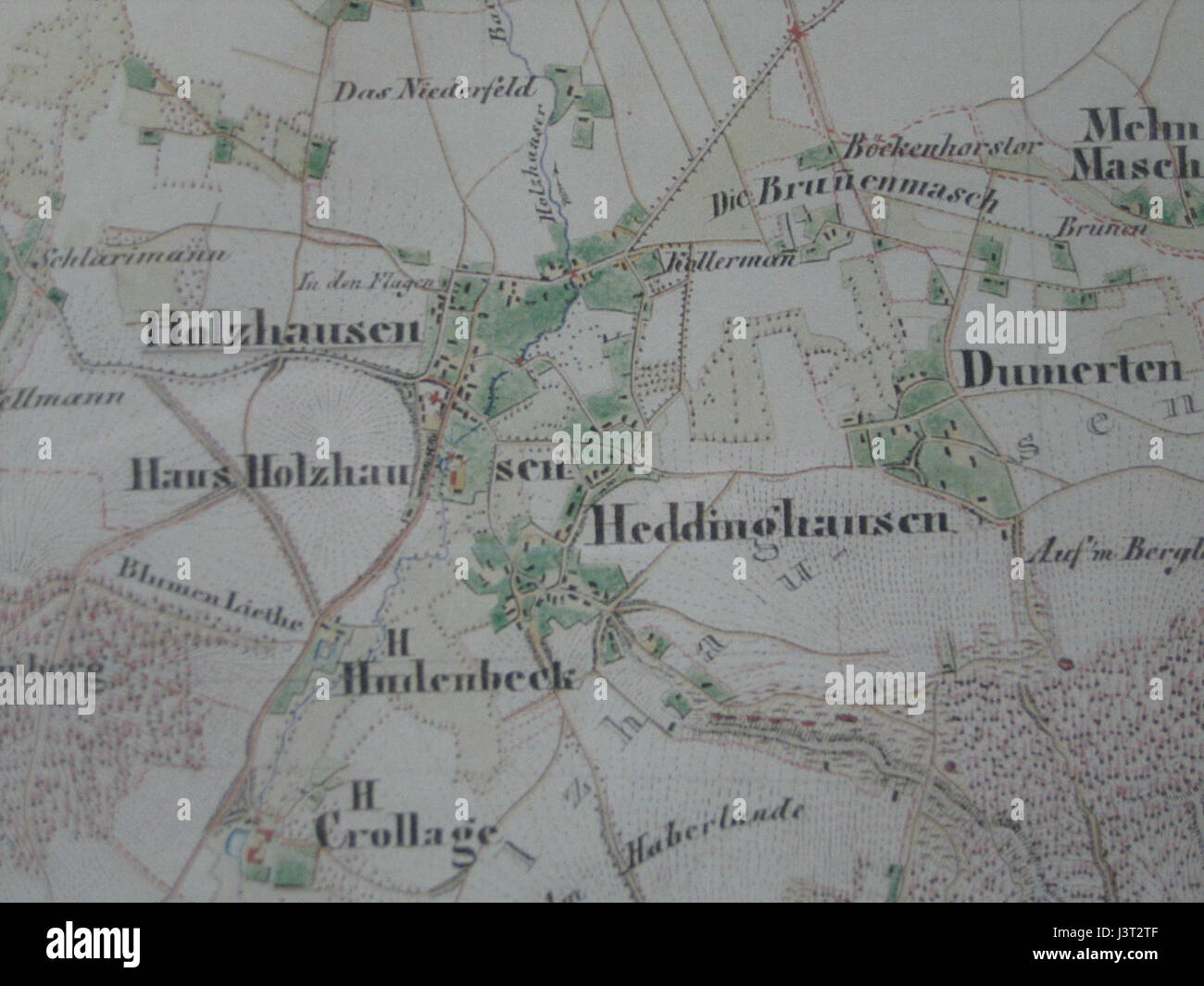 Map section from the Prussian land survey, showing Quernheim, now part ...
