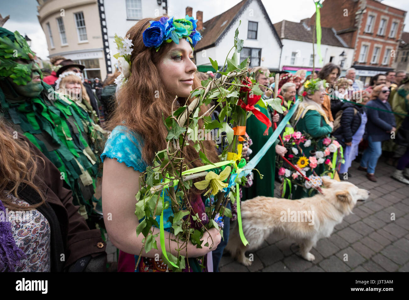 Annual Beltane celebrations on May Day in Glastonbury as part of a ...