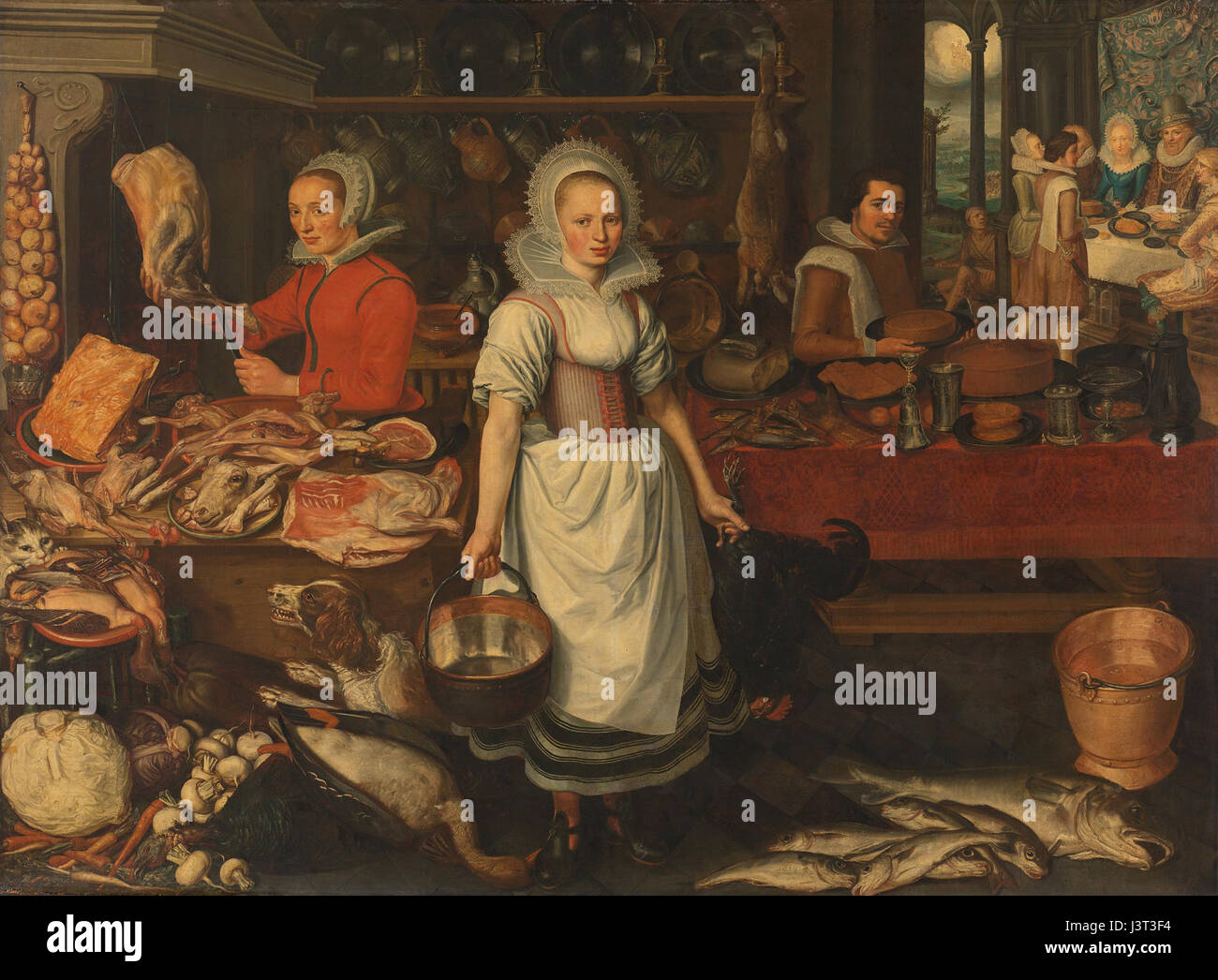 This artwork from the Rijksmuseum depicts a kitchen interior along with ...