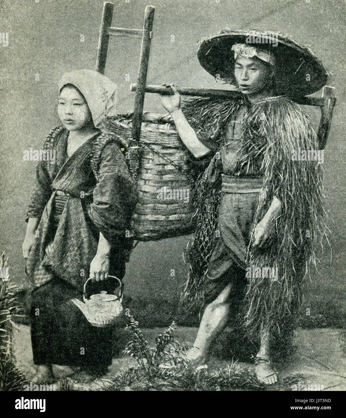 This photograph from before 1902 shows Japanese peasants in traditional ...