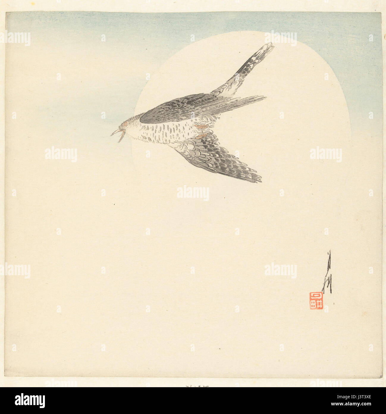 This artwork from the Rijksmuseum, titled 'Koekoek vliegend bij volle ...