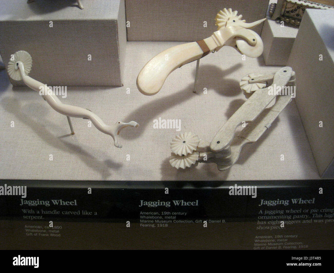 Jagging wheels made from whalebone are historical artifacts displayed ...