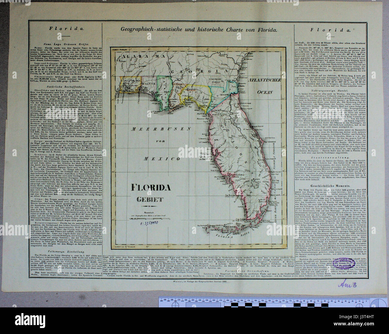 This historical map titled 'Kartenblatt Florida 1823' offers a detailed ...