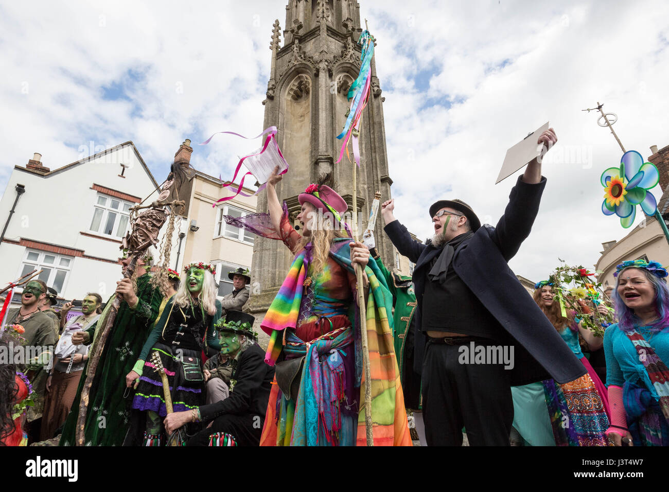 Annual Beltane celebrations on May Day in Glastonbury as part of a ...