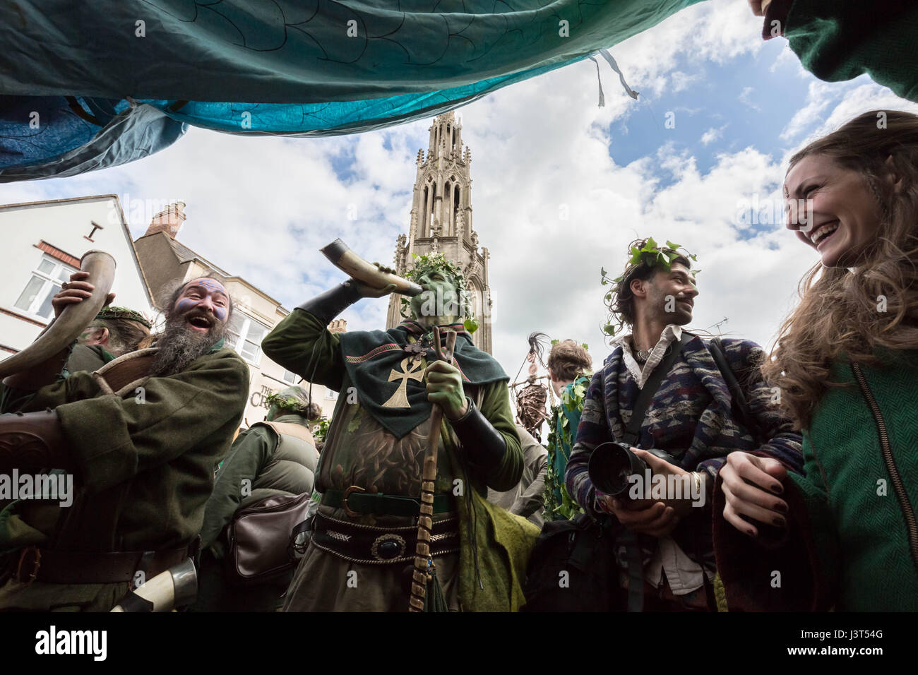 Annual Beltane celebrations on May Day in Glastonbury as part of a ...