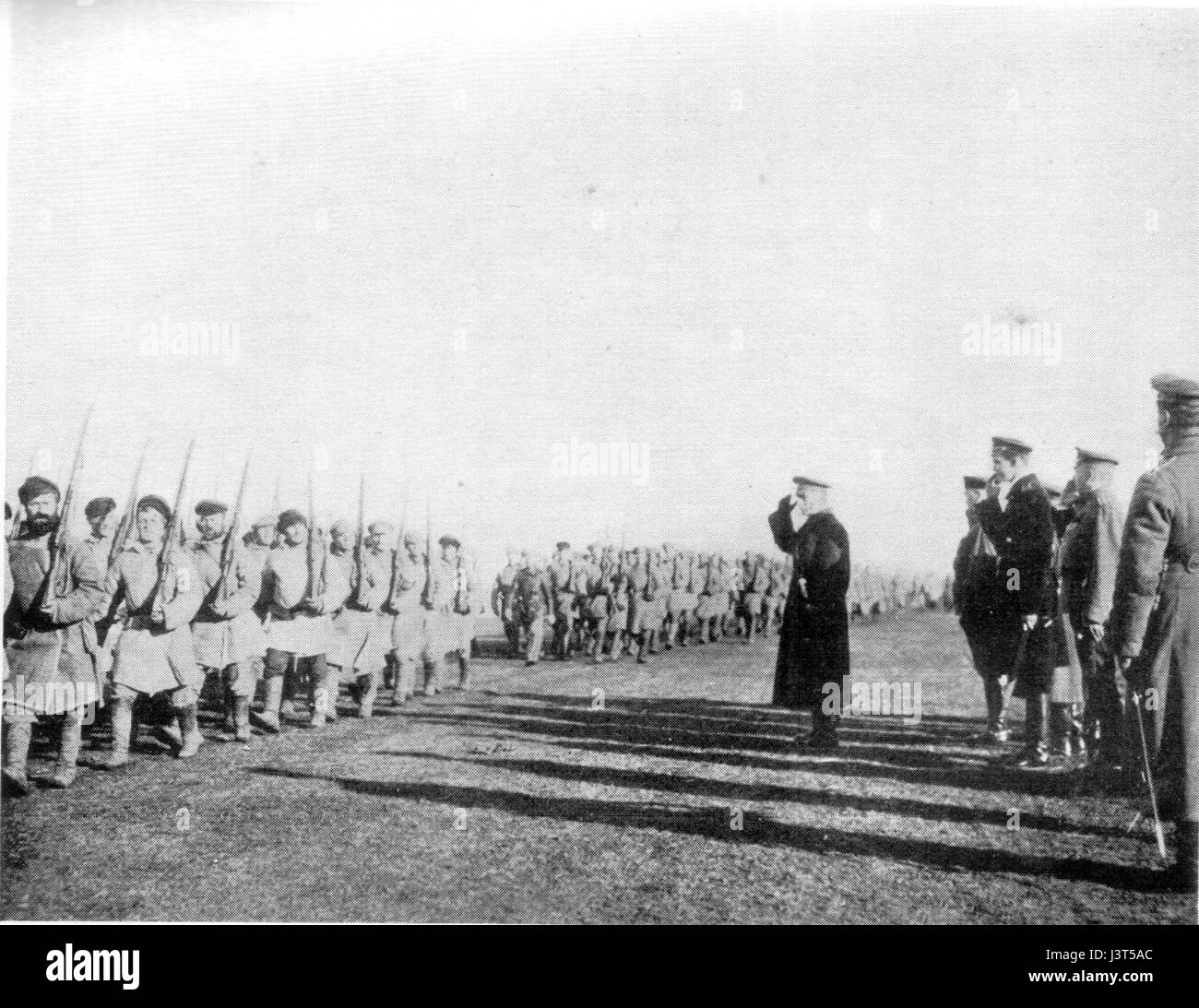 The image depicts Admiral Kolchak and his troops in 1919. Kolchak, a ...