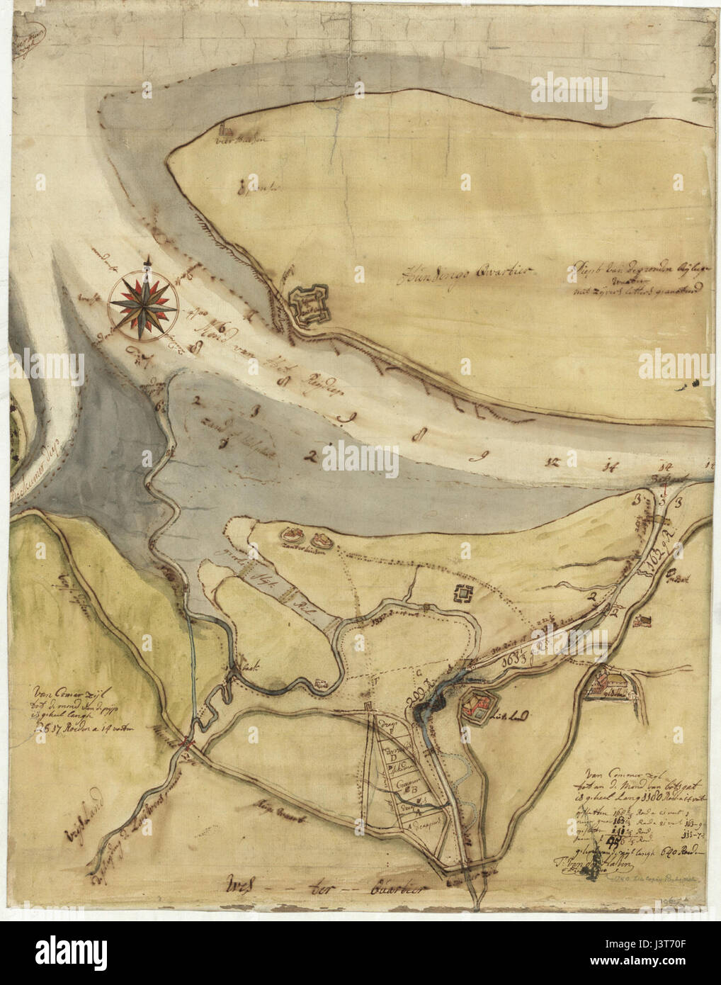 This Dutch map shows the mouth of the Reitdiep River, highlighting the ...