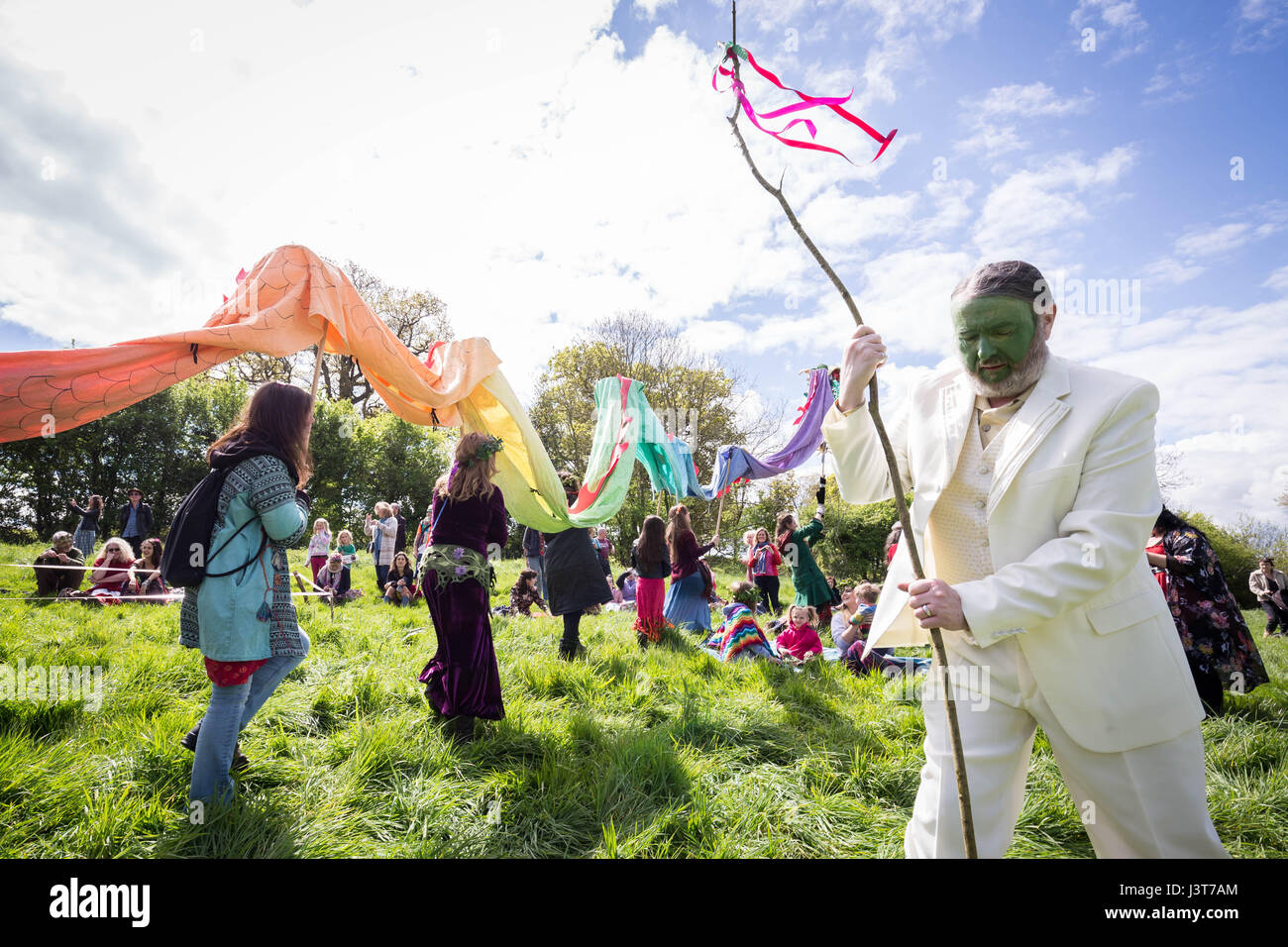 Annual Beltane celebrations on May Day in Glastonbury as part of a ...
