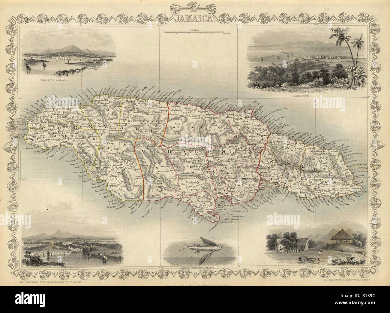 Jamaica map 1851 hi-res stock photography and images - Alamy