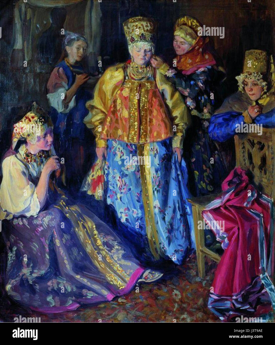 This 1907 painting by Russian artist Ivan Kulikov depicts a bridesmaid ...