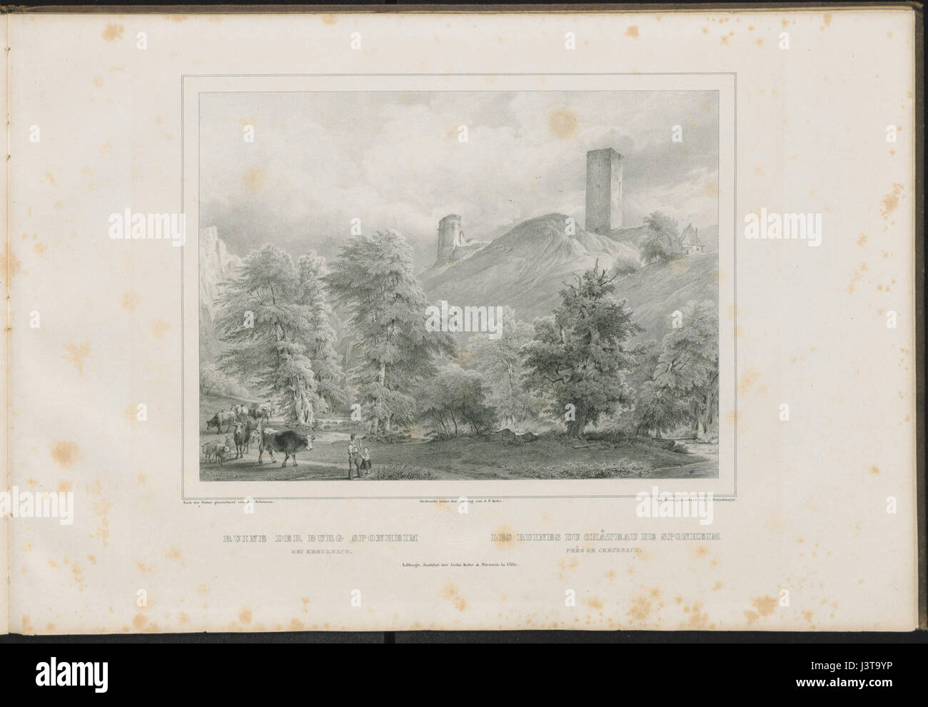 This image depicts the ruins of Burg Sponheim, located near Kreuznach ...