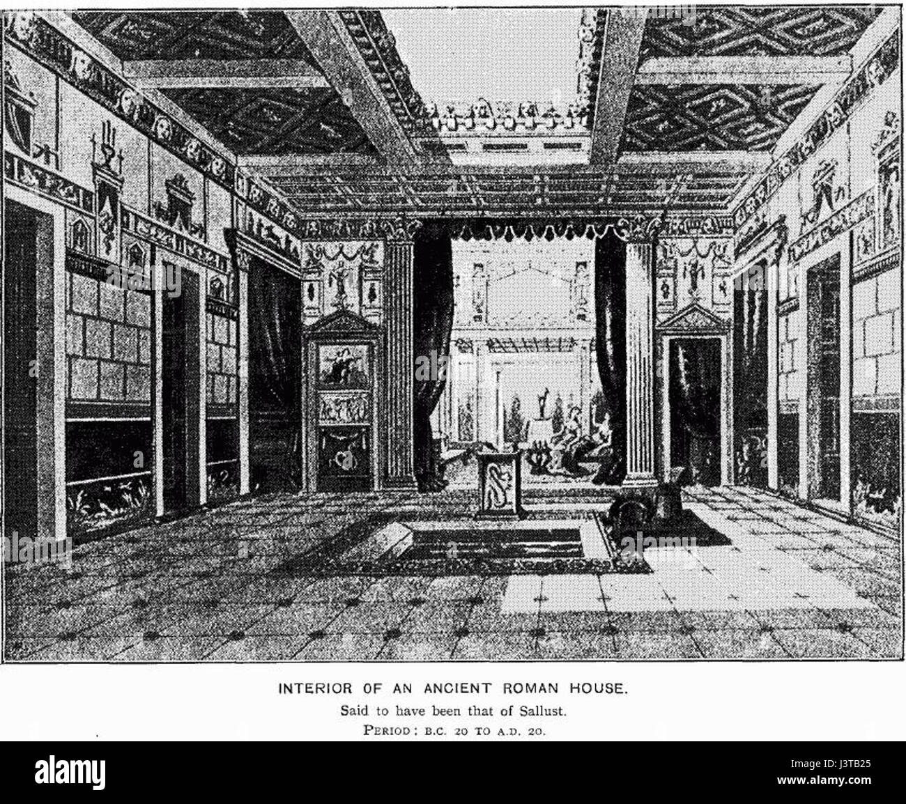 The image depicts the interior of a typical ancient Roman house ...