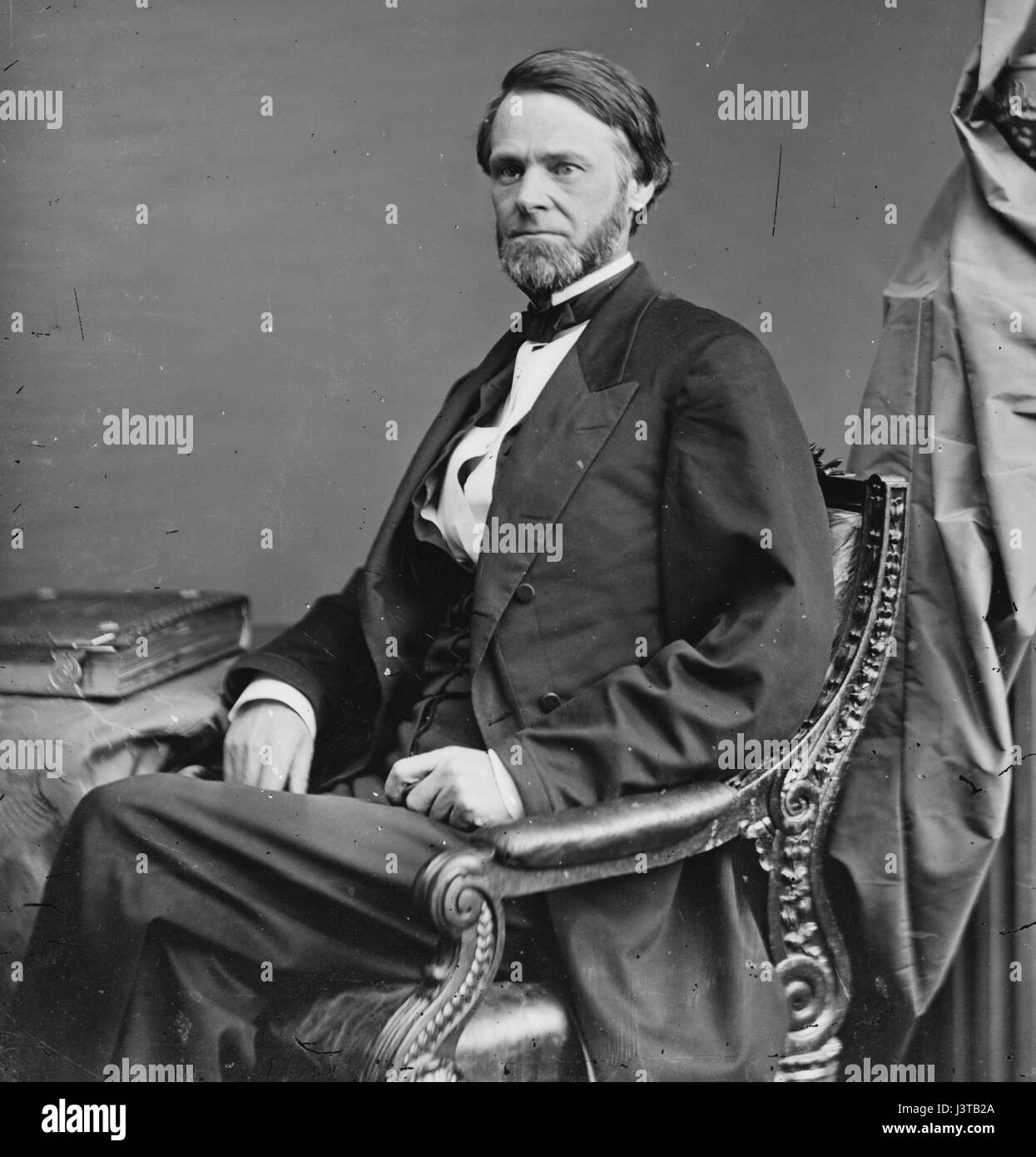 A historical photograph by Brady Handy of John Sherman, an American ...