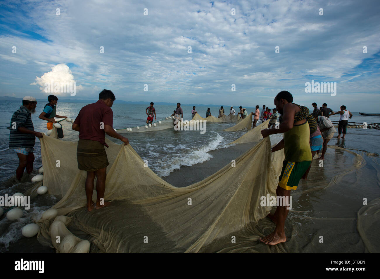 Fishermen fishing on the Bay of Bengal at the Saint Martin's Island ...