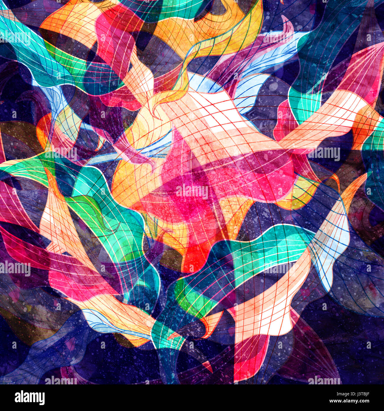 Abstract bright colorful background with different wavy elements Stock ...