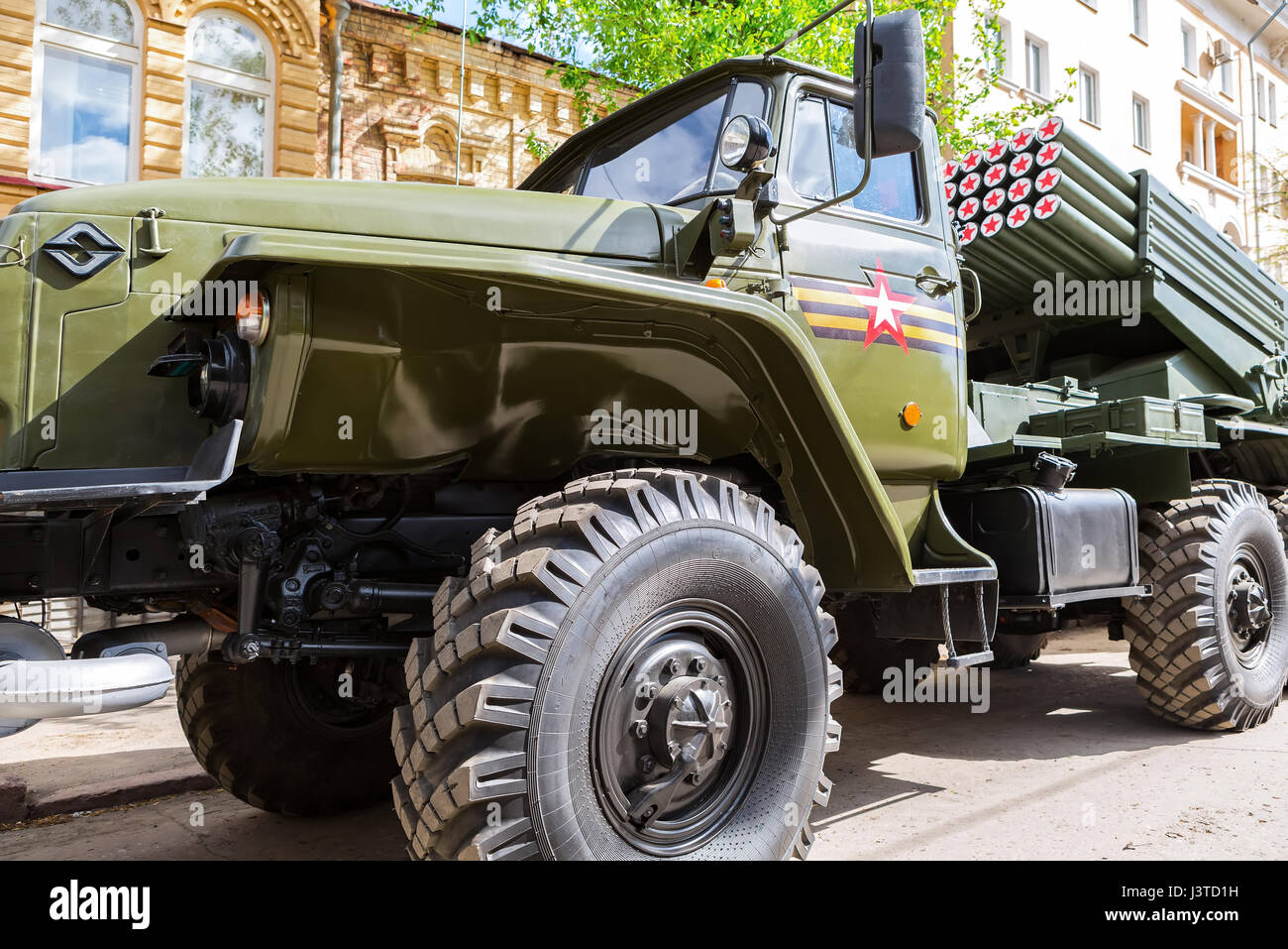 Samara, Russia - May 6, 2017: BM-21 Grad 122-mm Multiple Rocket ...