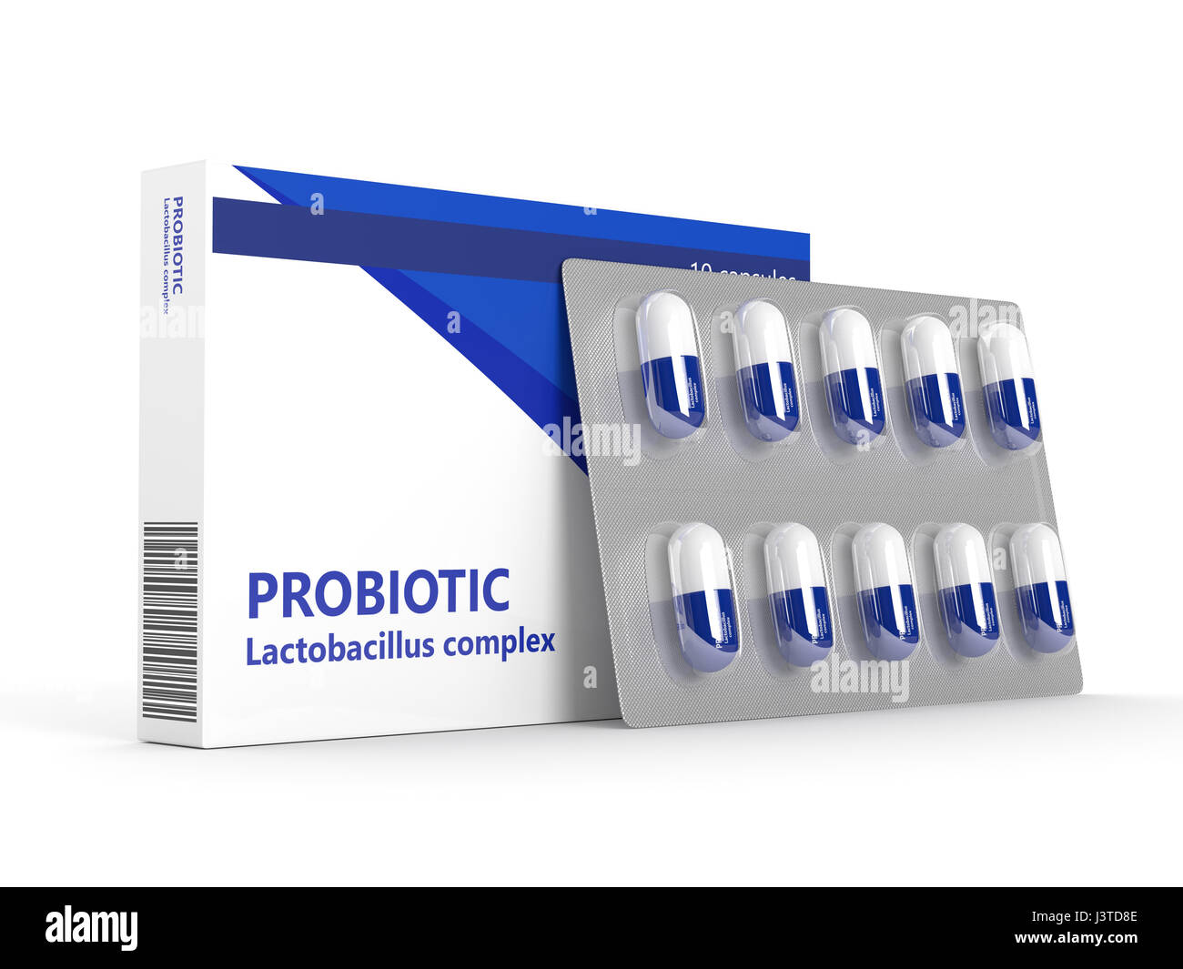 3d render of probiotic pills isolated over white background Stock Photo ...