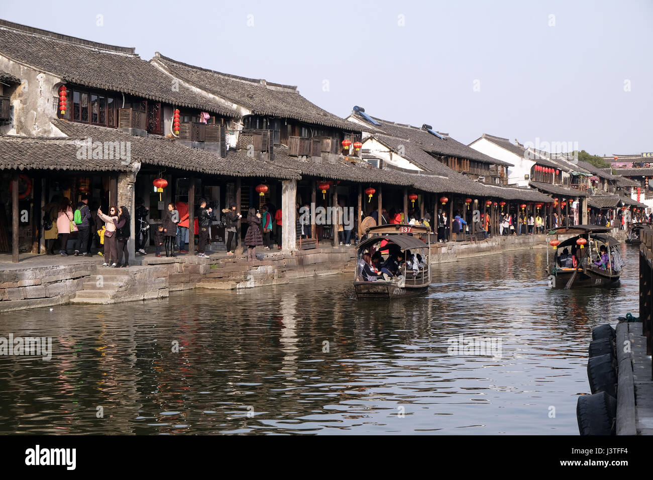 XITANG - FEBRUARY 20: The Chinese architecture and buildings lining the ...