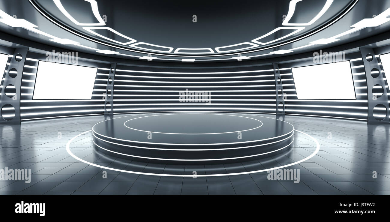 Abstract futuristic interior with glowing panels Stock Photo - Alamy