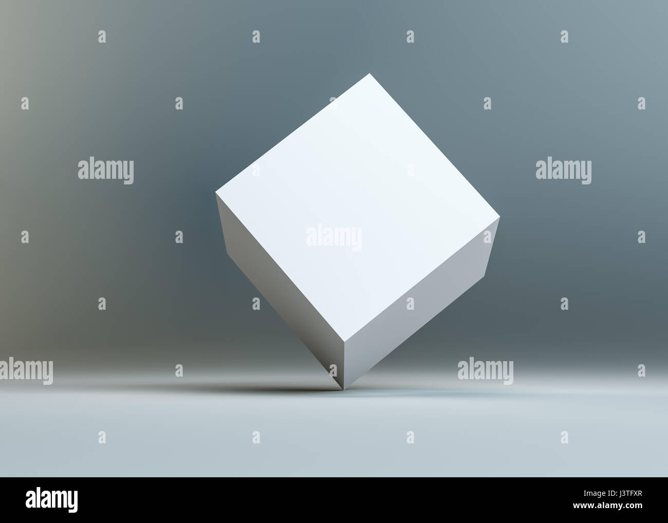 A white empty cube stands on the corner Stock Photo - Alamy