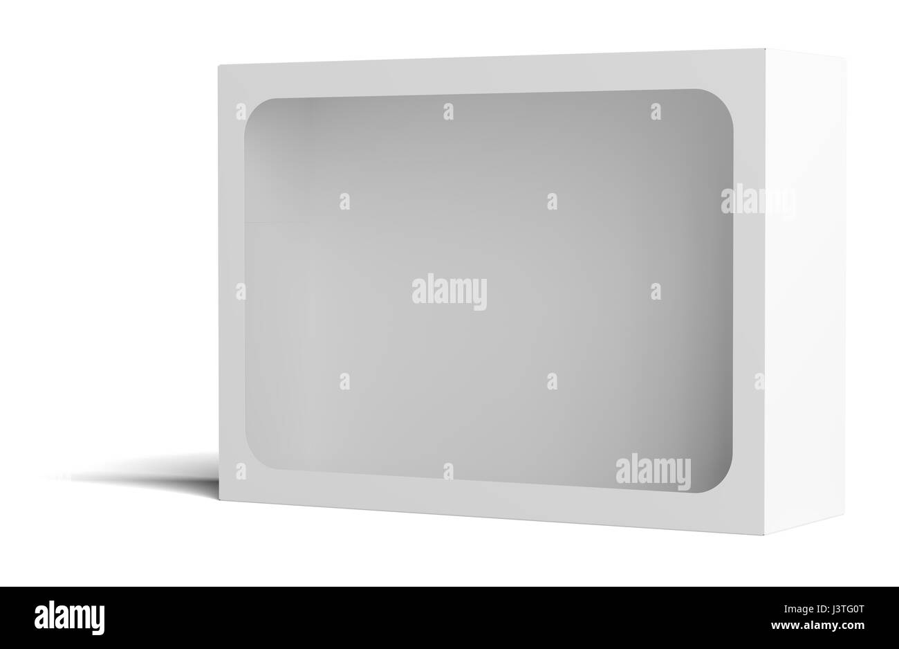 White empty packing box with cutout in the middle Stock Photo - Alamy