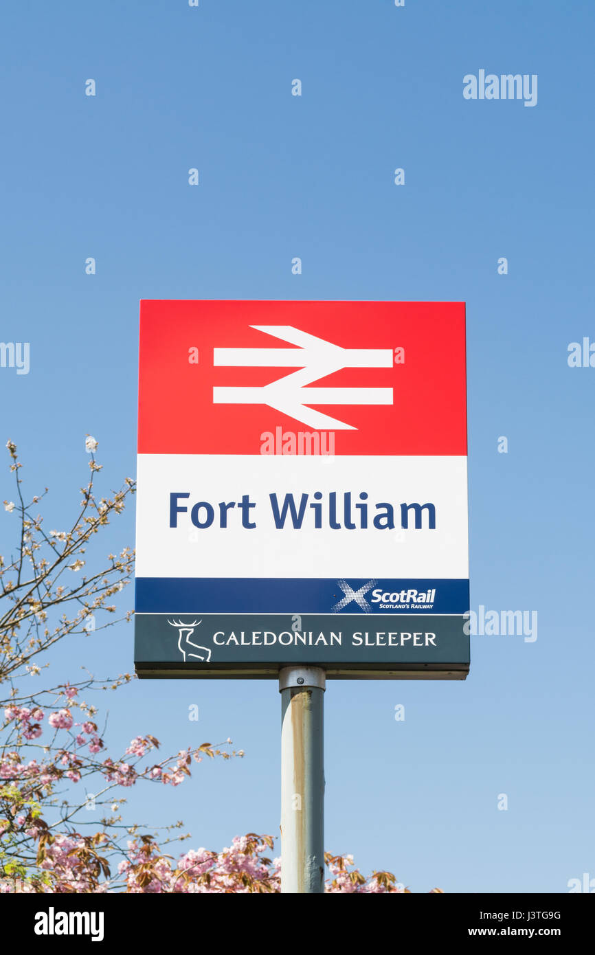 Fort William train station sign, Scotland, UK Stock Photo - Alamy
