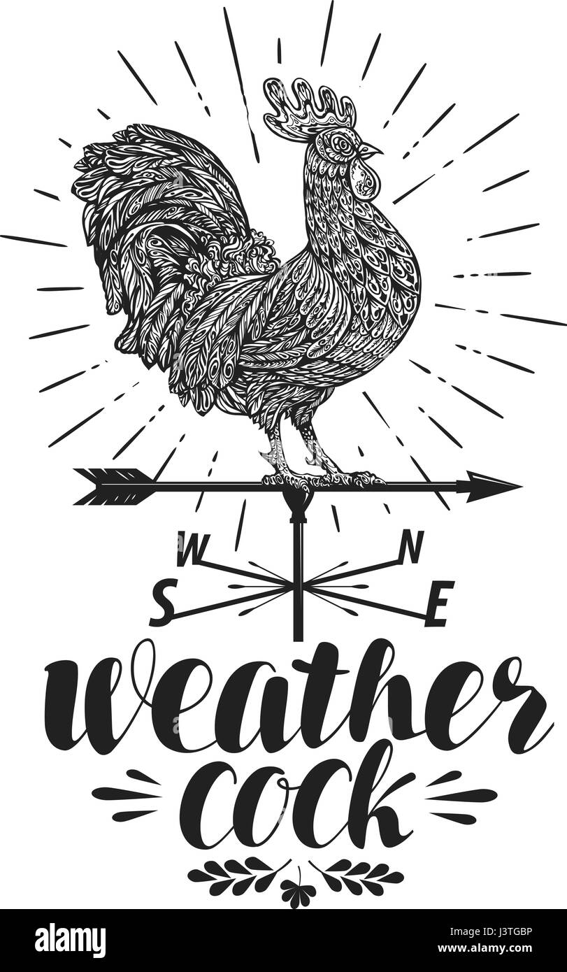 Windvane, Weather vane label. Weathercock icon or logo. Lettering ...