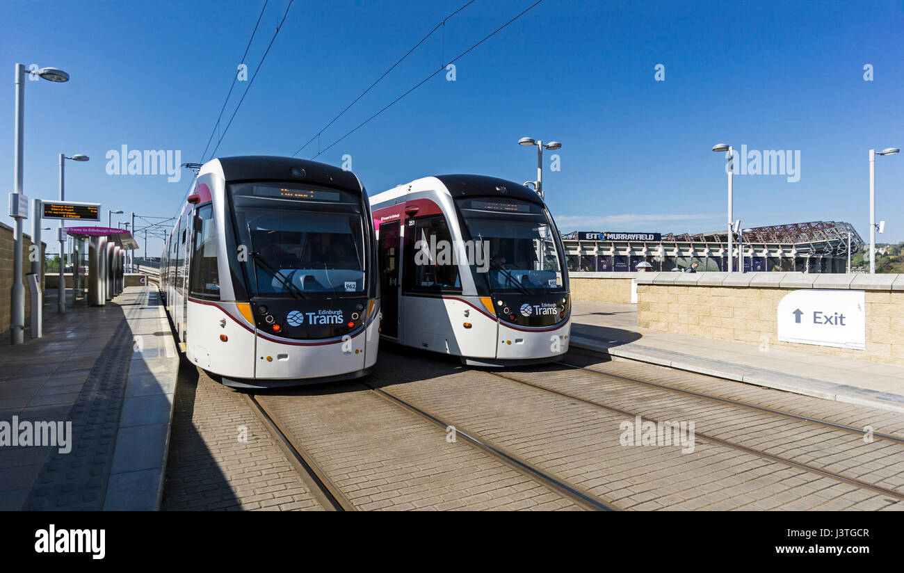 Transport for Edinburgh trams at Murrayfield Stadium in Edinburgh ...