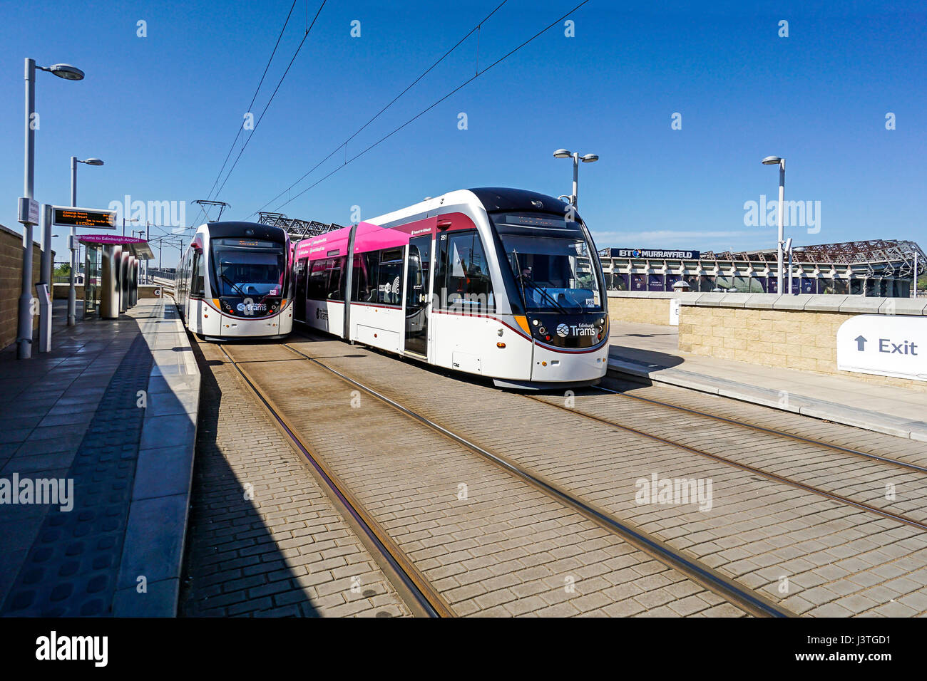 Transport for Edinburgh trams at Murrayfield Stadium in Edinburgh ...