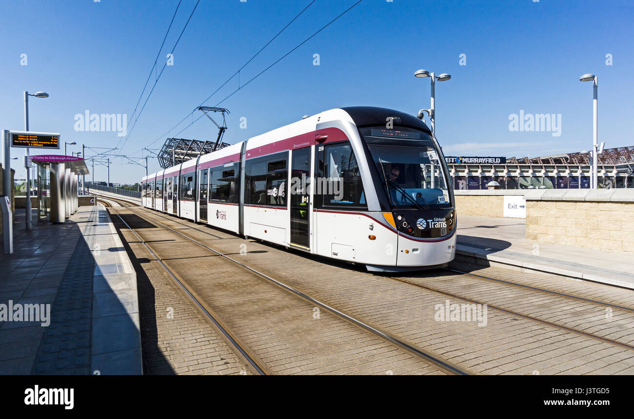 Transport for Edinburgh trams at Murrayfield Stadium in Edinburgh ...