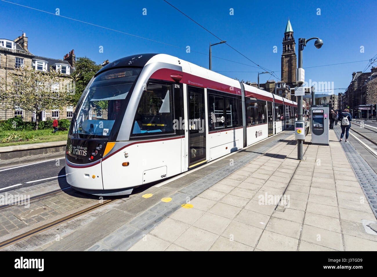 Transport for Edinburgh tram at West-End Princes Street tram stop ...