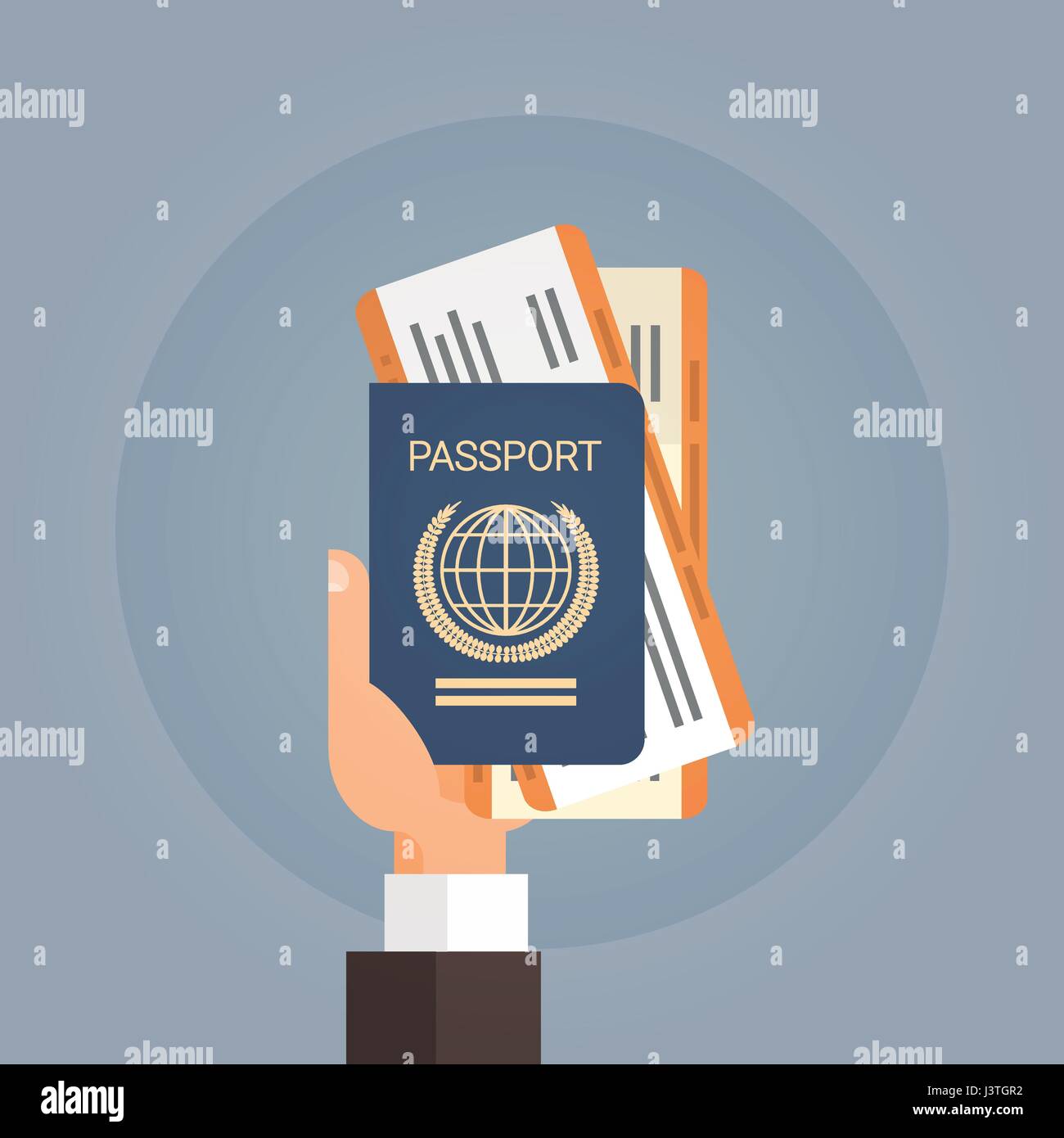 Hand Holding Passport Ticket Boarding Pass Travel Document Stock Vector