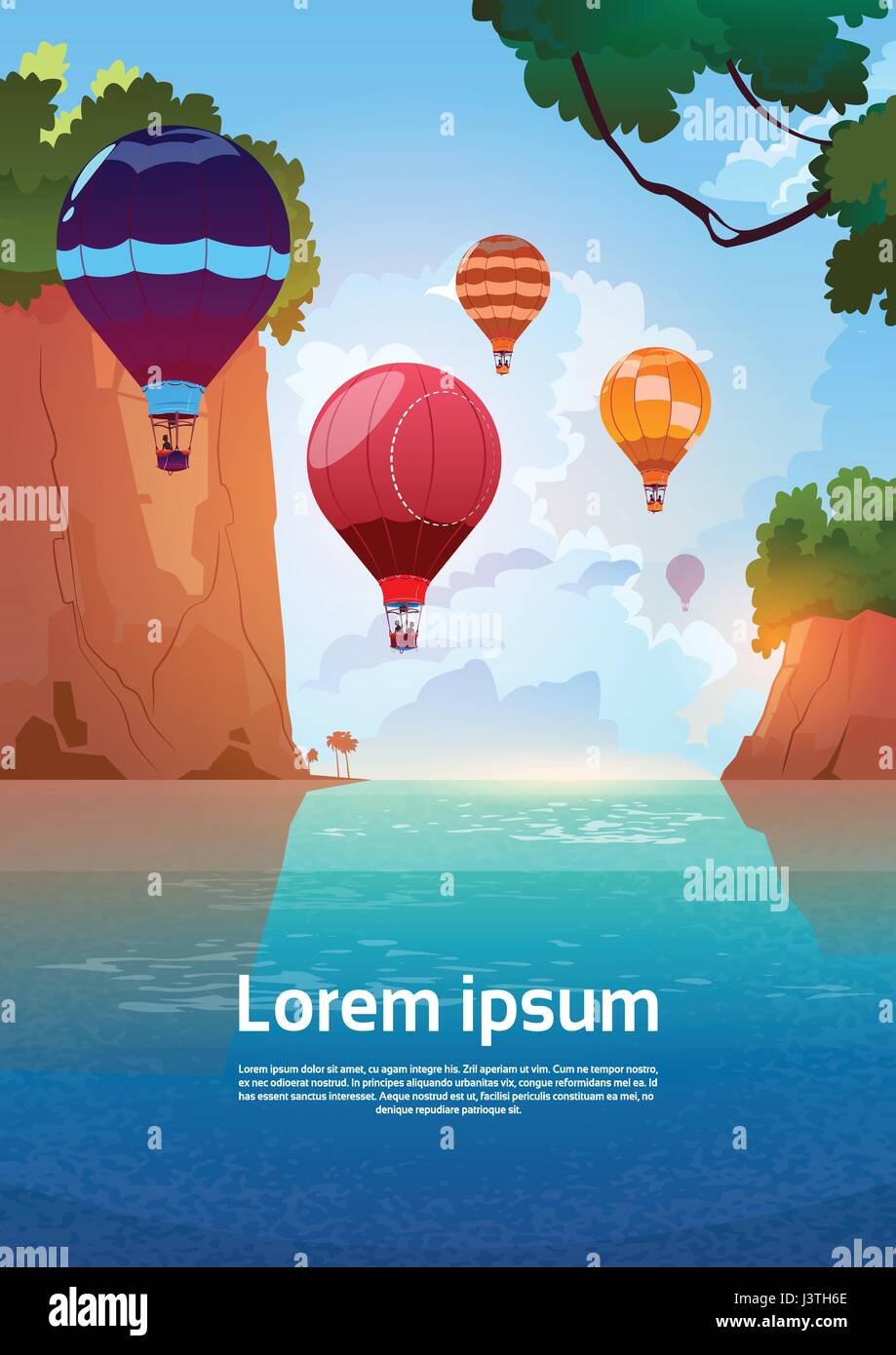 Balloon over lake Stock Vector Images - Alamy