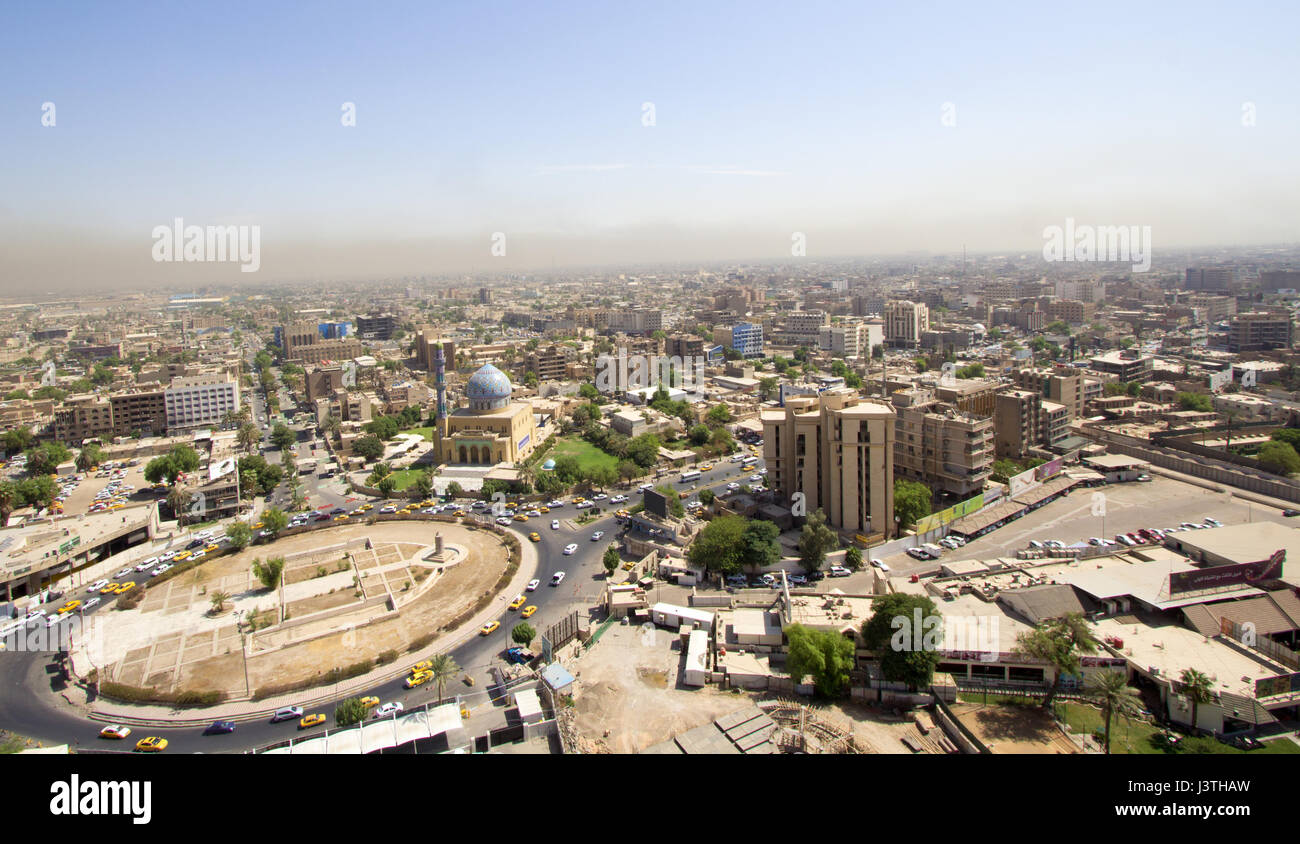 Aerial photo of the city of Baghdad, and shows where residential ...