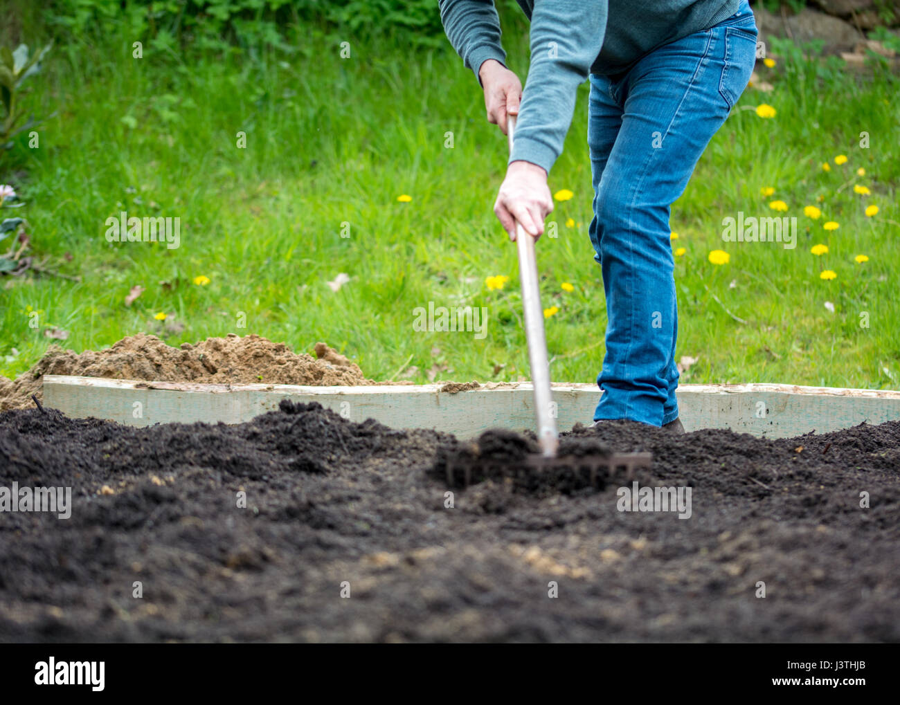 Raking dirt hi-res stock photography and images - Alamy