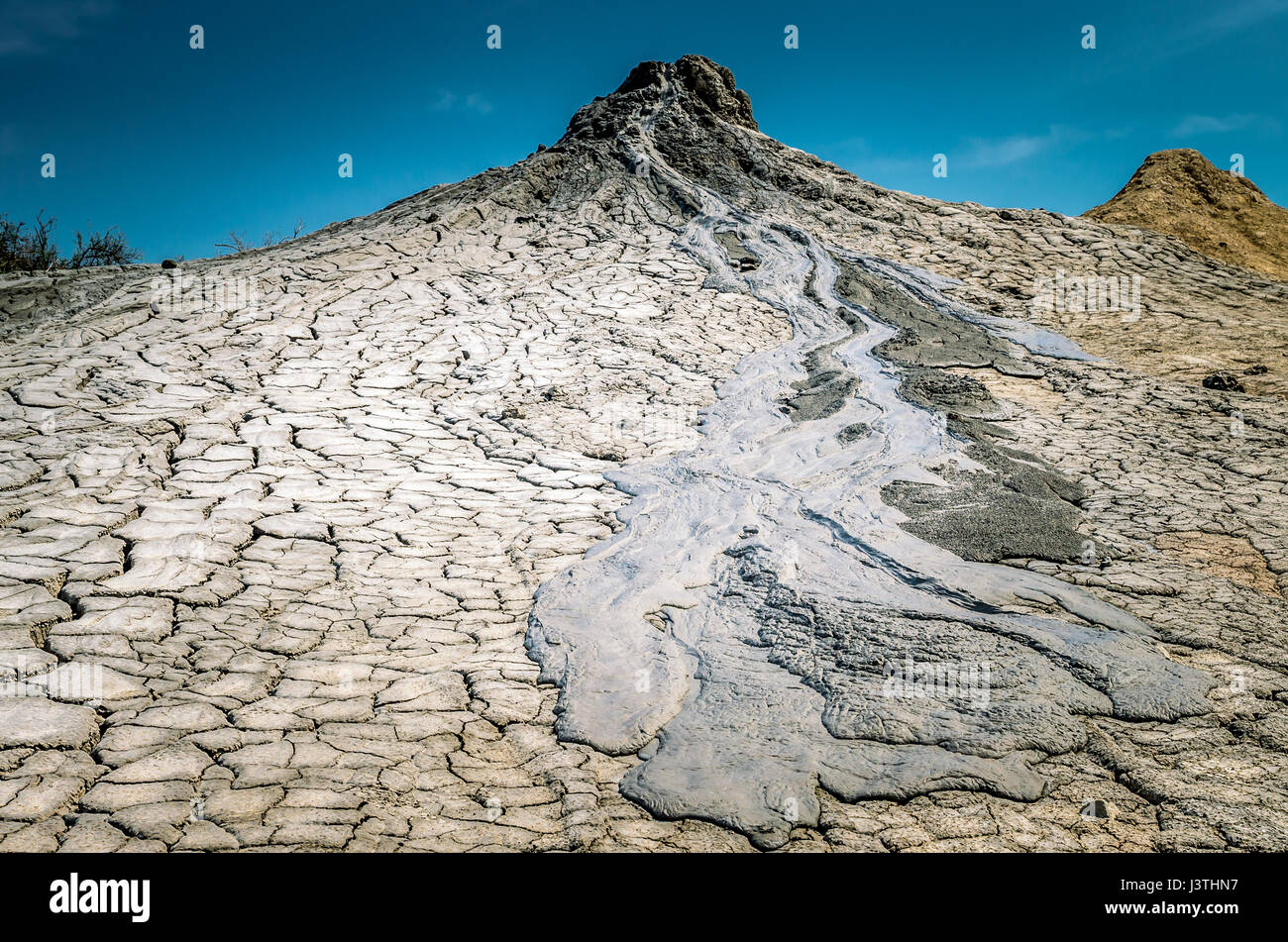 Muddy volcanoes, Buzau county, Romania. Active mud volcanoes landscape ...