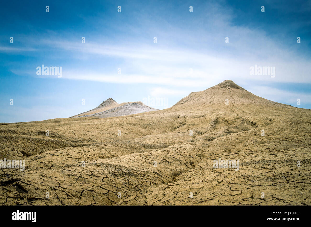 Muddy volcanoes, Buzau county, Romania. Active mud volcanoes landscape ...