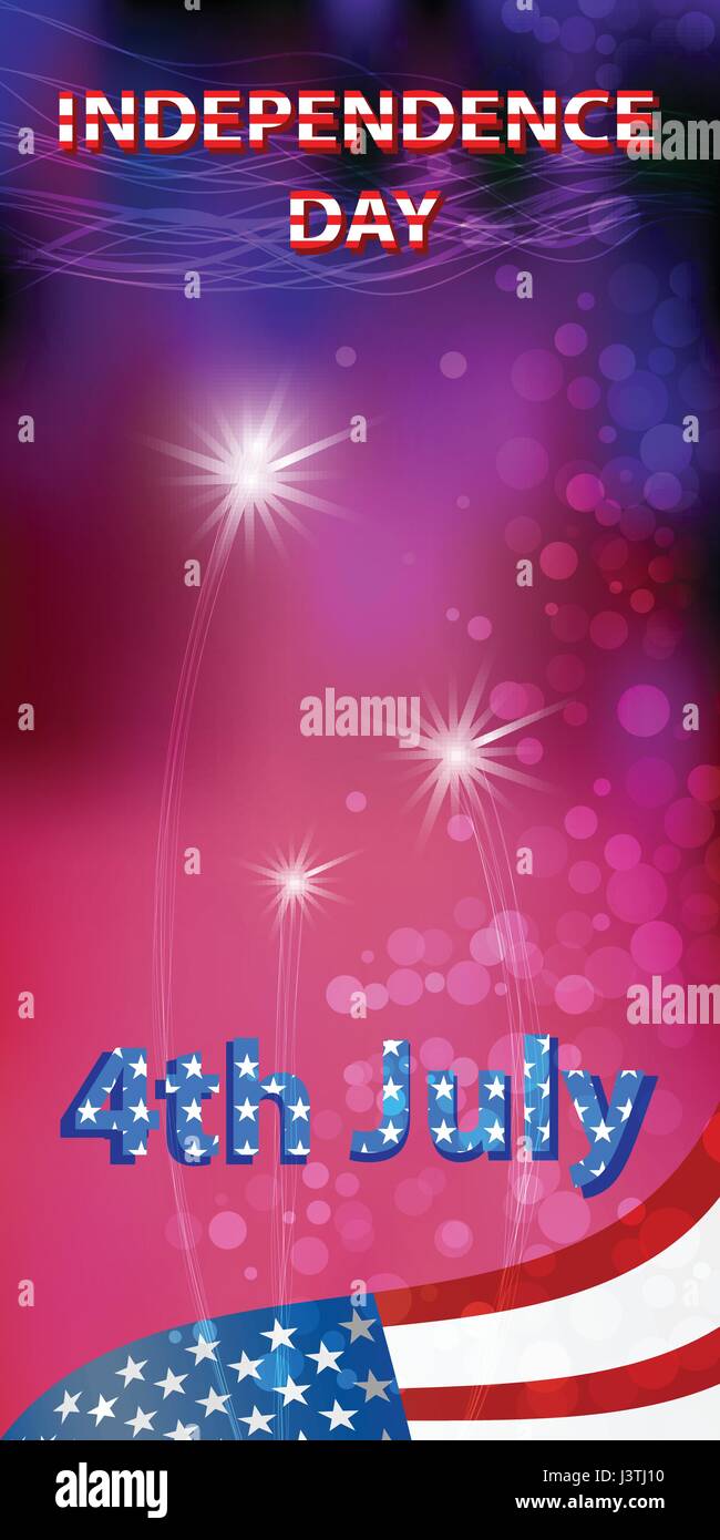 American flag and fireworks. Celebrate independence. Illustration for ...