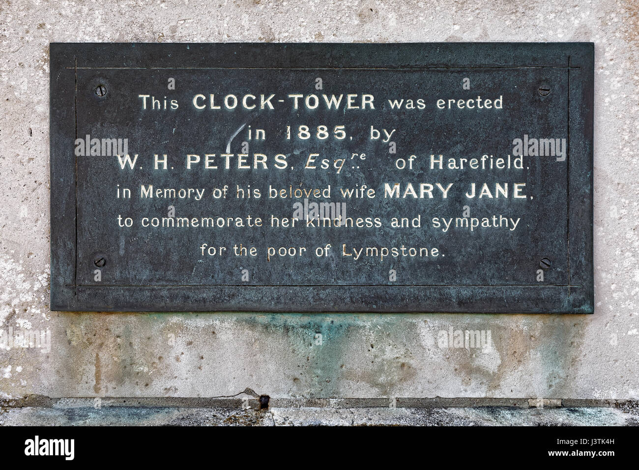 Peter's Tower Clock Tower Devon Memorial Plaque Stock Photo - Alamy