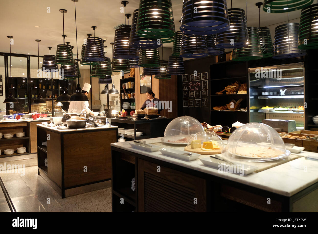 Breakfast counter at Penta Hotel at Chongwenmenwai Street, Chongwenmen ...