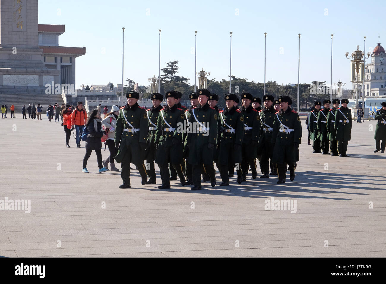 Chinese soldiers march in Tiananmen square. It's the third largest ...
