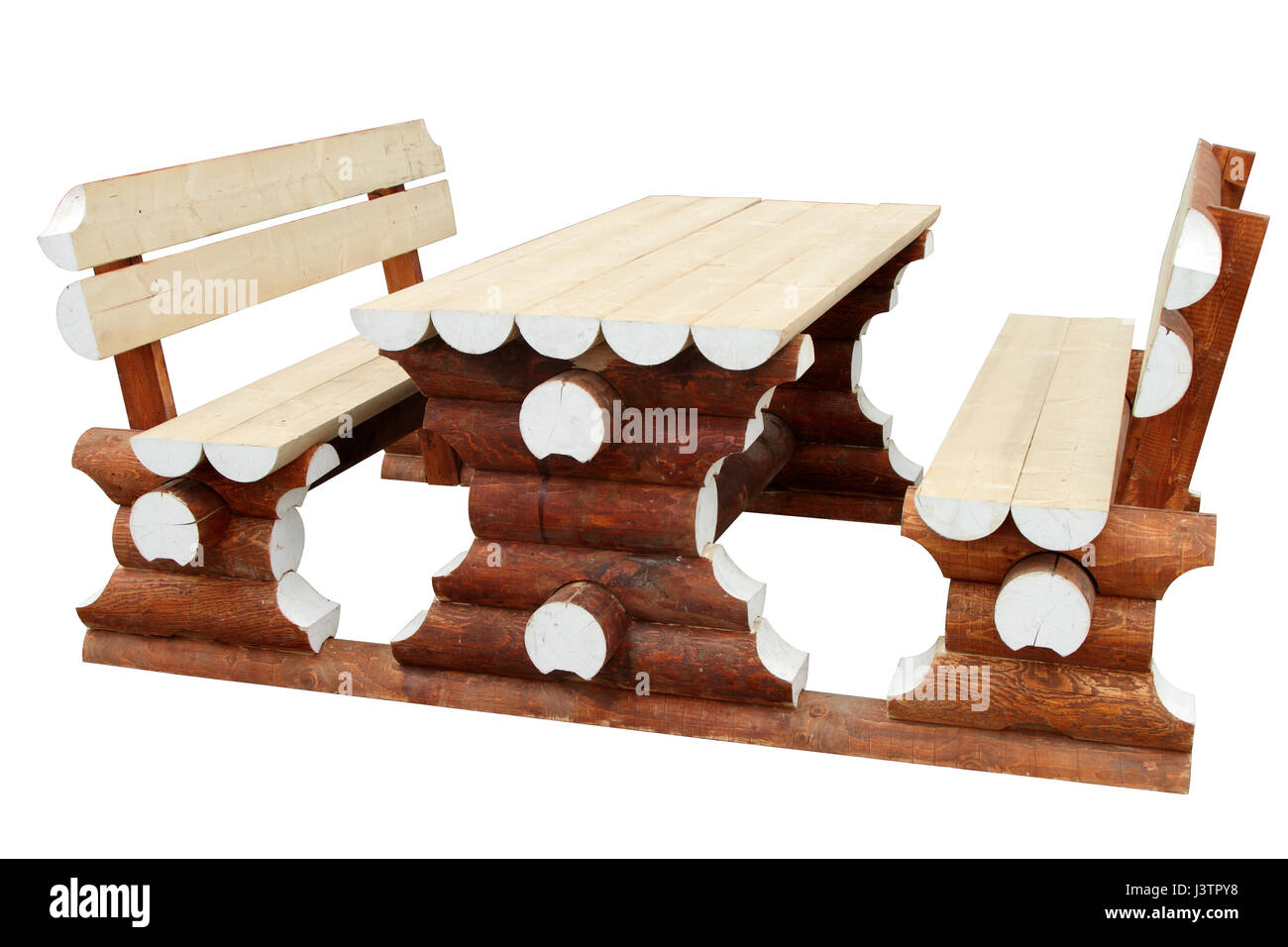 Log benches hi-res stock photography and images - Alamy
