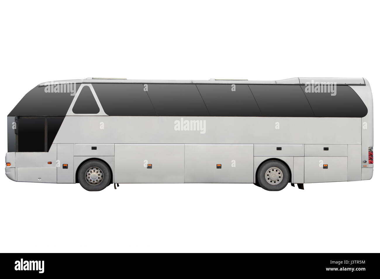 Grey tour bus isolated on white background Stock Photo - Alamy