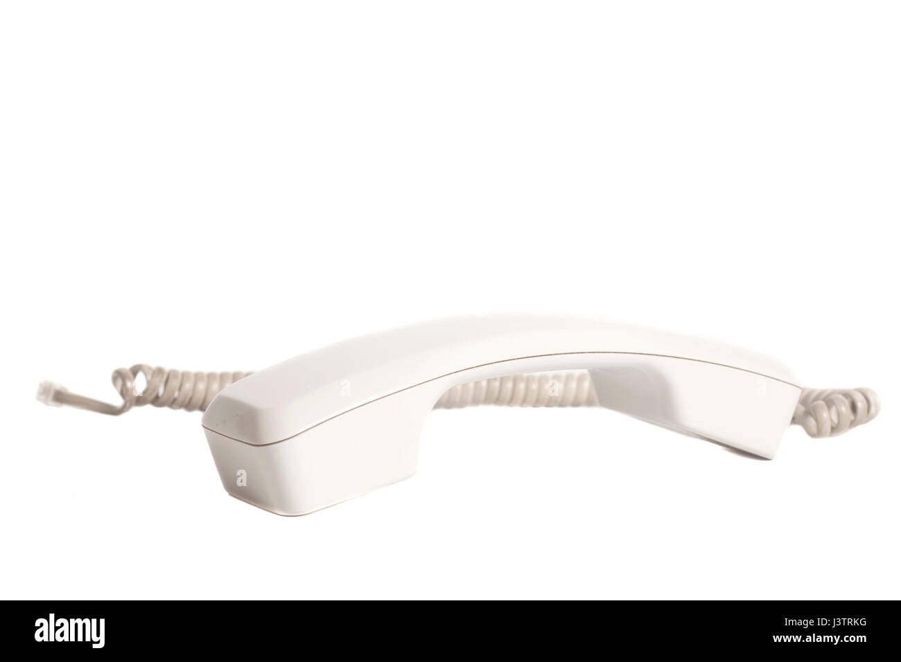 White telephone handset isolated on white background Stock Photo - Alamy