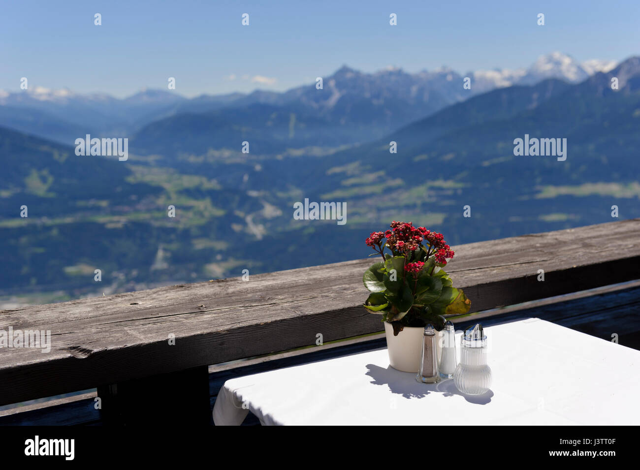 A Panoramic scenery from the Seegrube Restaurant, Tirol, Austria Stock ...