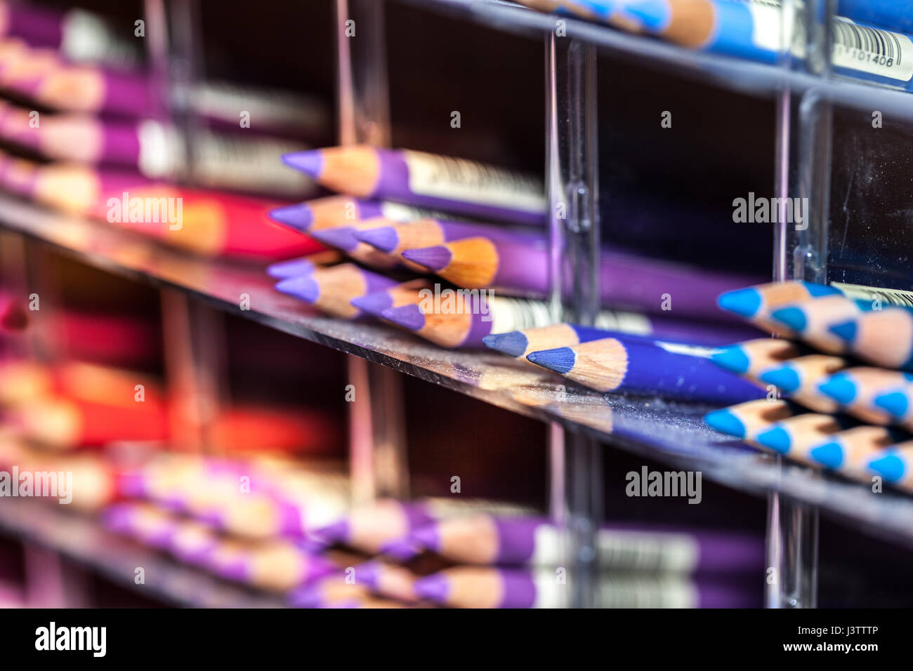 colour pencils stacked in horizontal position Stock Photo - Alamy