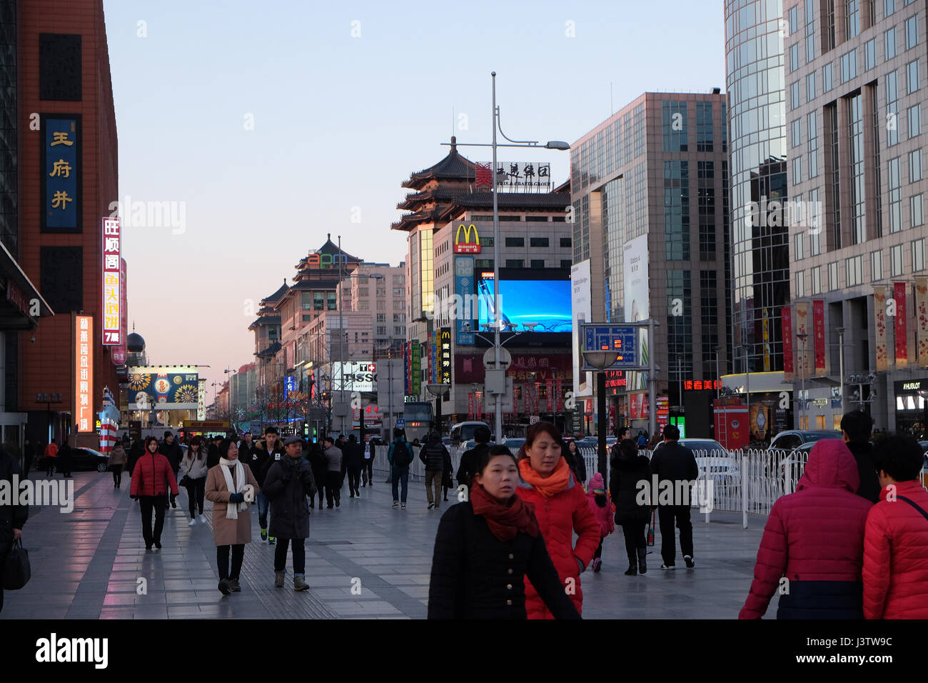 Wangfujing shopping street in center of Beijing, China, February 23 ...