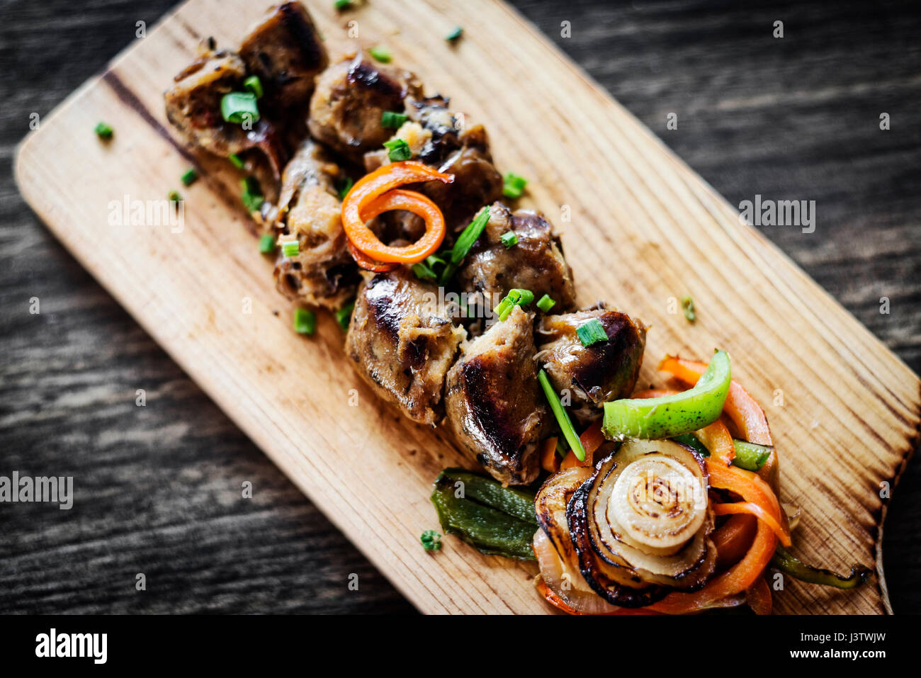 grilled fresh portuguese chourico chorizo sausage starter tapas snack ...