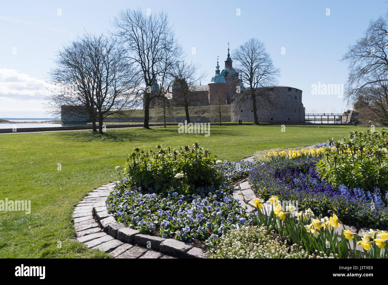 The medieval landmark Kalmar Castle in Sweden at springtime Stock Photo ...