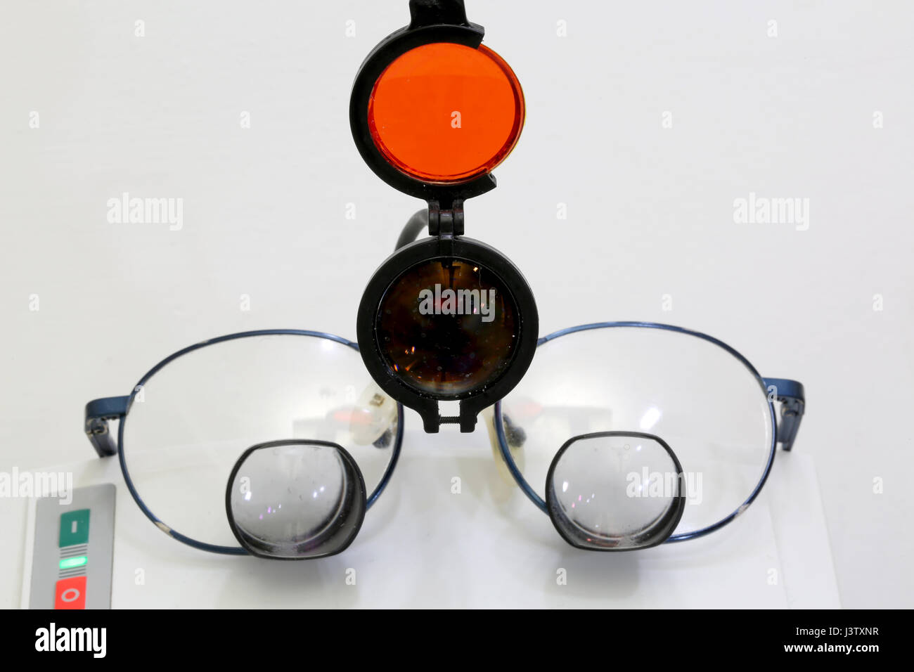modern glasses with four lenses and an infrared beacon for Surgical ...